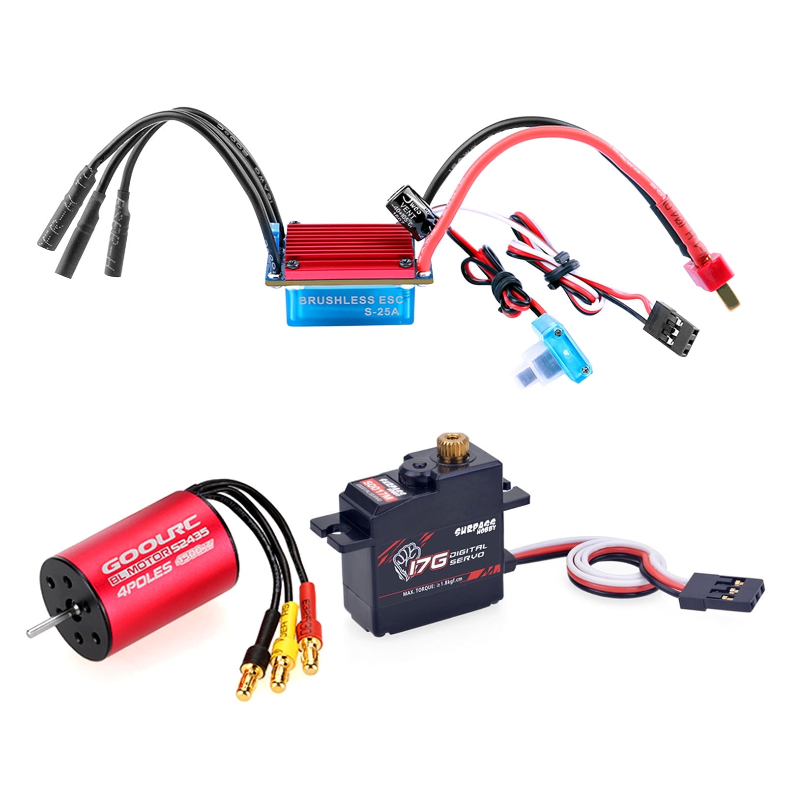 GoolRC S2435 4500KV Brushless Motor 25A Brushless ESC with 2.2kg Metal ...