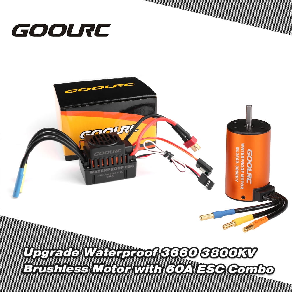 TOMSHOO Upgrade Waterproof 3660 3800KV Brushless Motor, 60A ESC Combo ...