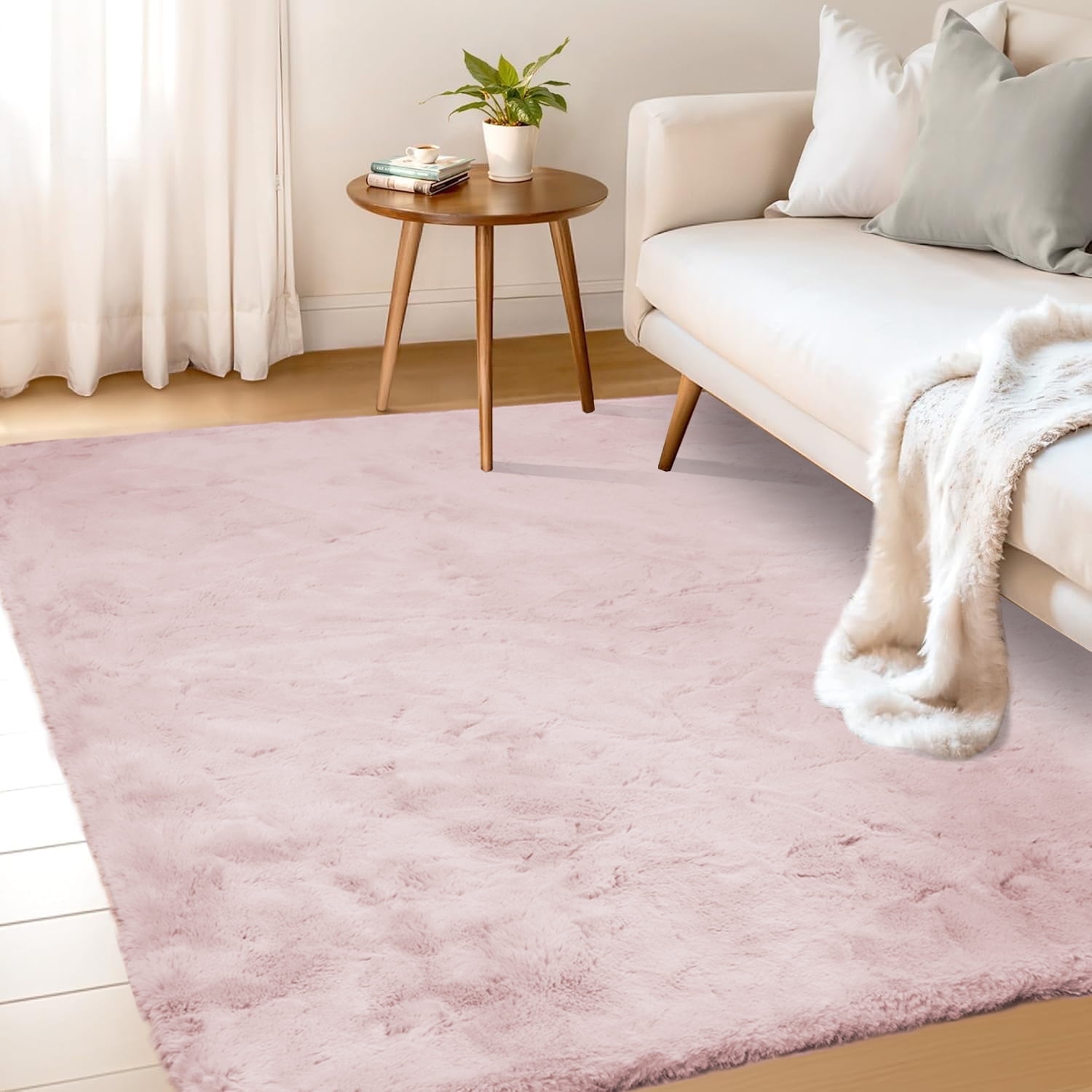 Goolela Bedroom Rug 5x7 Pink Fluffy Rug for Living Room Furry Faux ...
