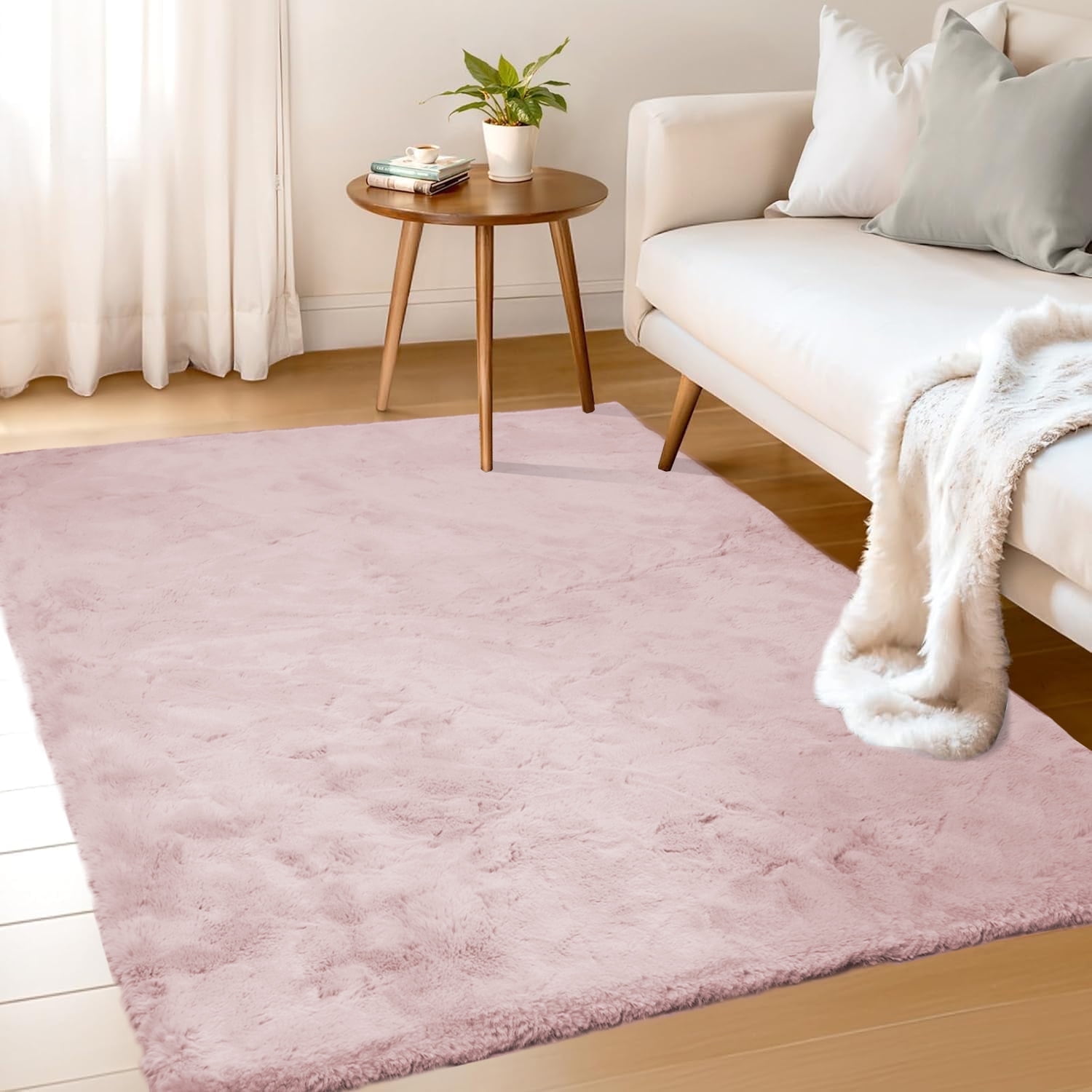 Goolela Fluffy Fur Rug 4x6 Faux Rabbit Rug for Living Room, Furry ...
