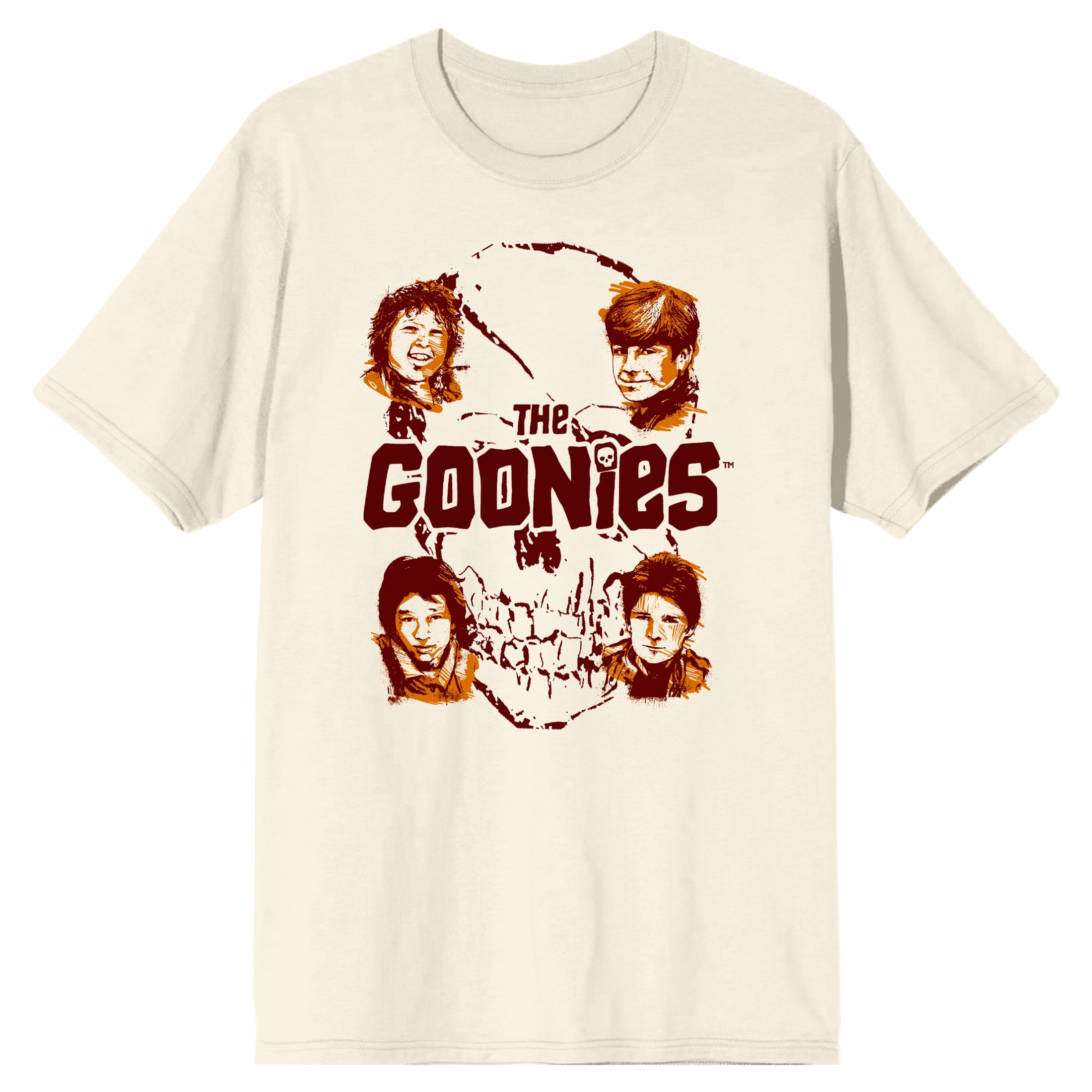 Goonies Main Characters and Skull Logo Men's Natural Ground T-shirt ...