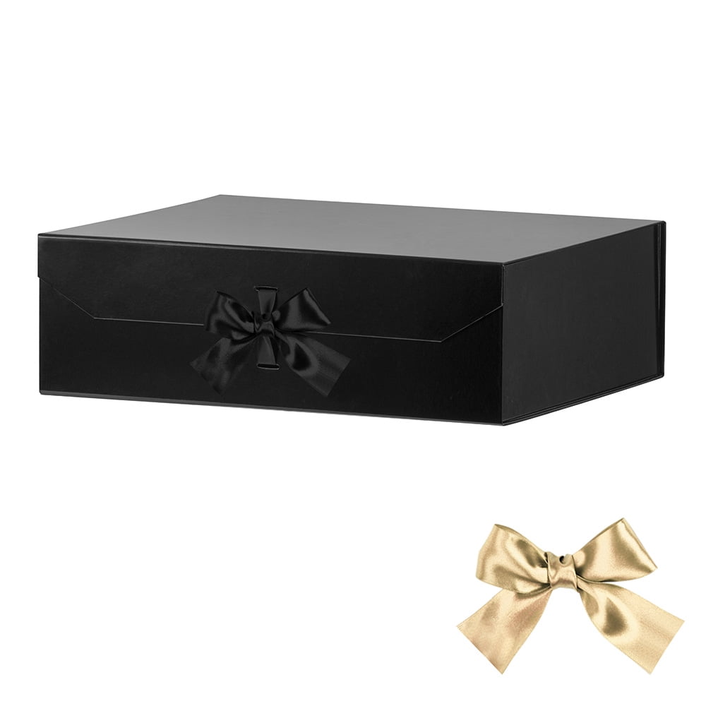 GoooodGift Extra Large Black Gift Box 19x16x6 Inches with Ribbon, Lid ...