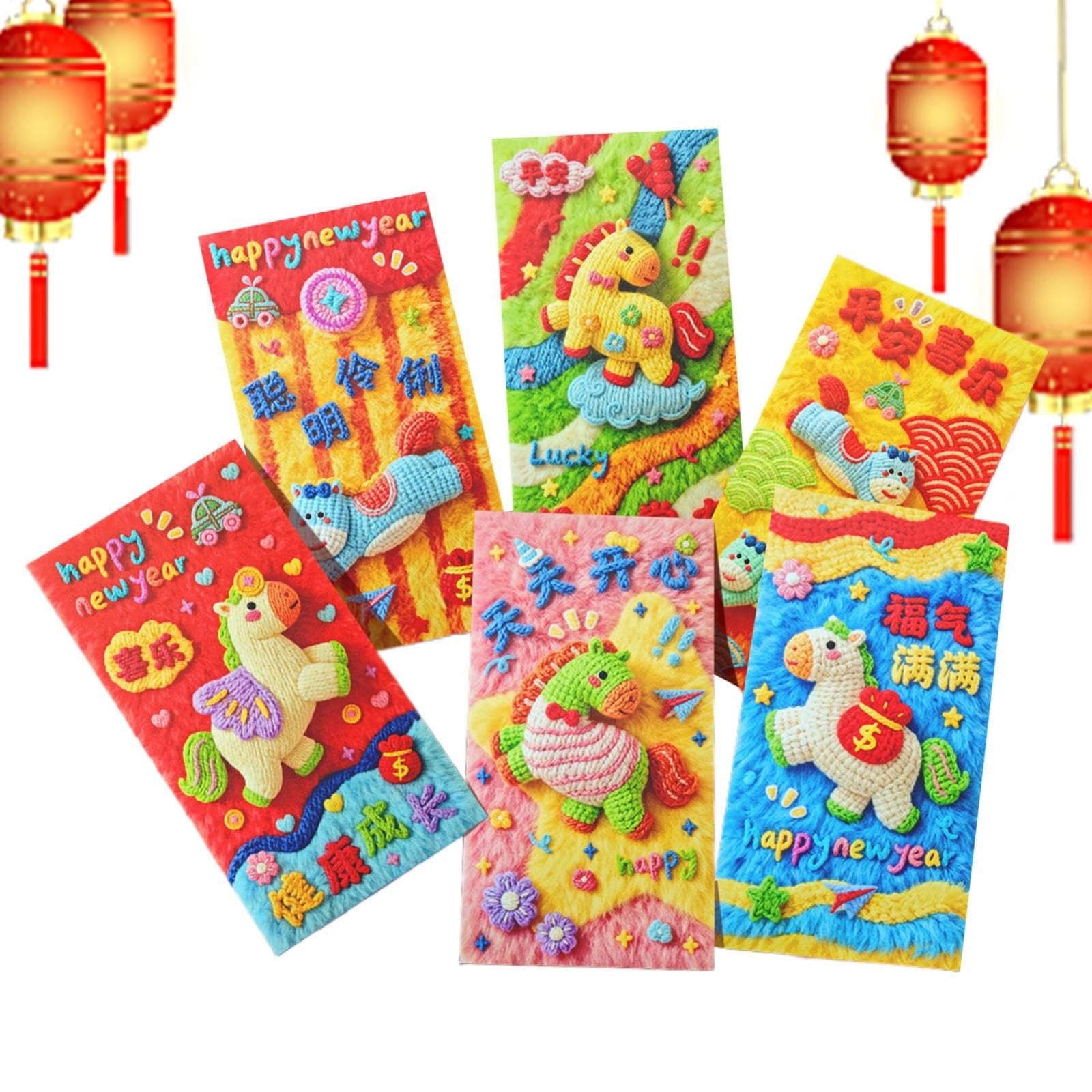 Gooowood New Year Red Envelopes 6 Piece 2026 New Year 3D Auspicious ...