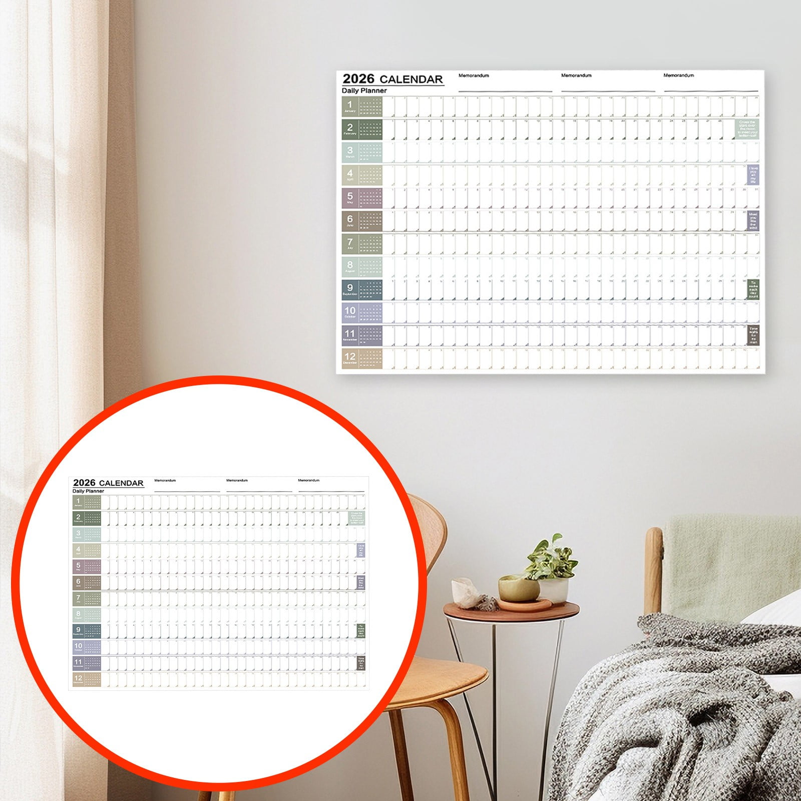 Gooowood Yearly Wall Calendar With Holidays Full Year Calendar One Page ...