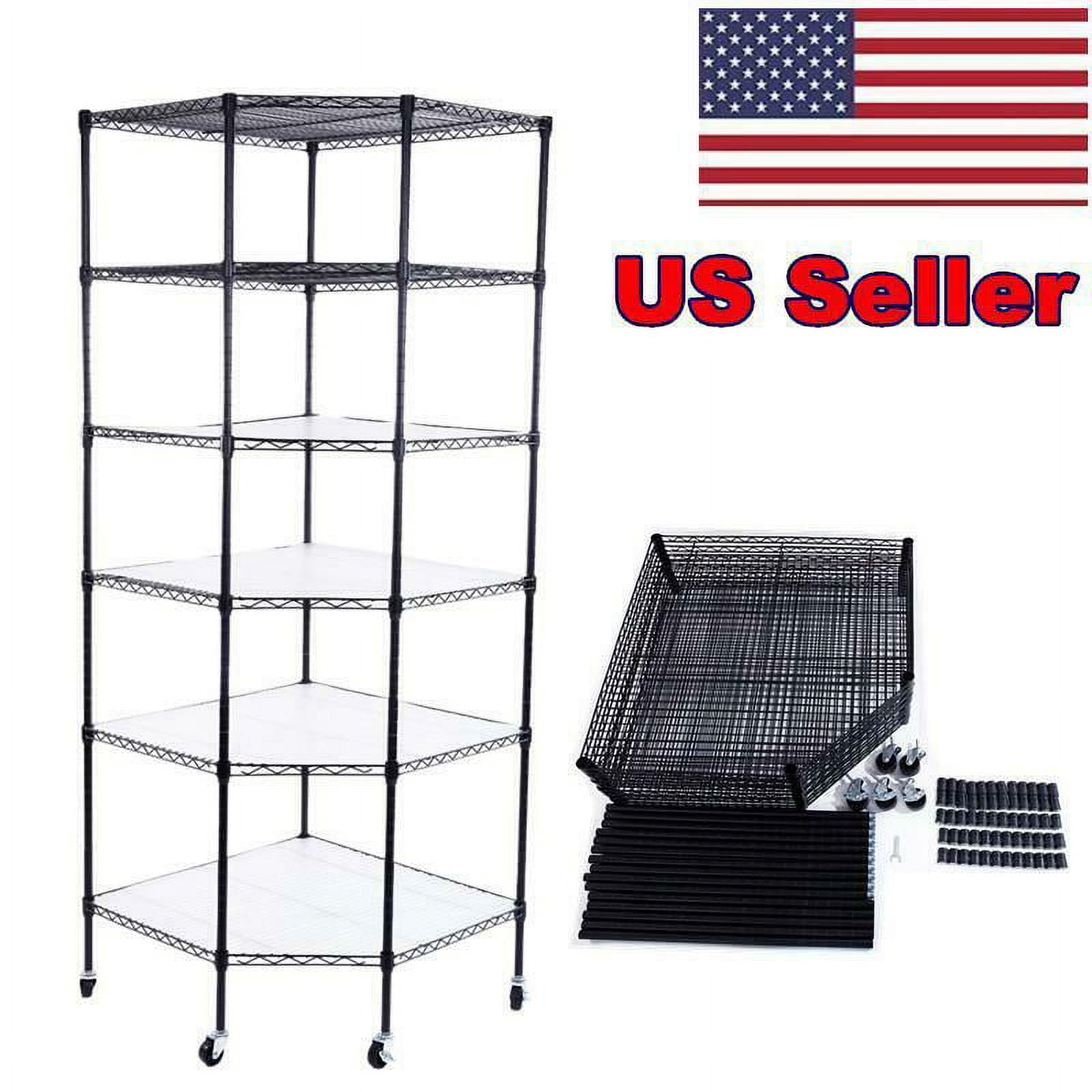Goorabbit 6 Tire Heavy Duty Wire Steel Corner Shelf Garage Storage Rack ...