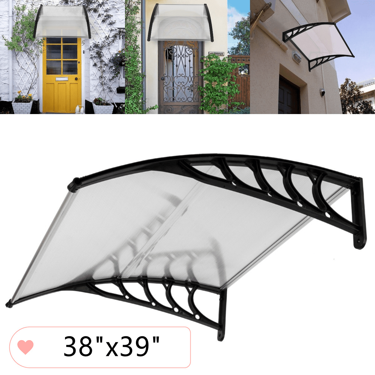 Goorabbit Window Awning Outdoor Polycarbonate Front Door Patio Rain ...