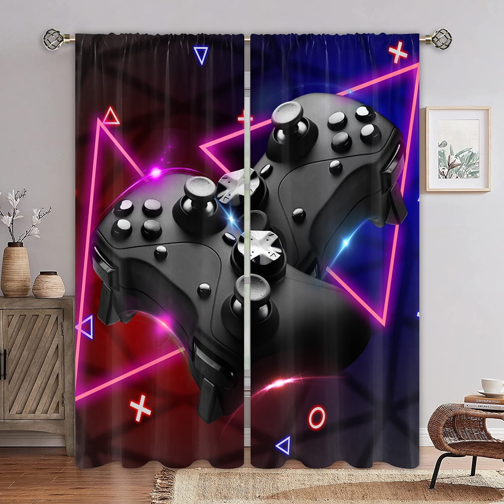 Goory Adults Teens Gamepad Bedroom Curtains Video Game Player Window ...