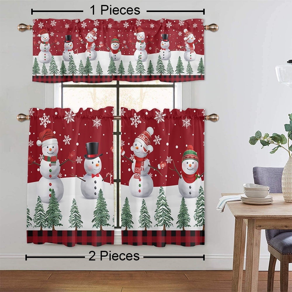 Goory Rod Pocket Kitchen Valance Christmas Cafe Tier Bathroom Scarf ...