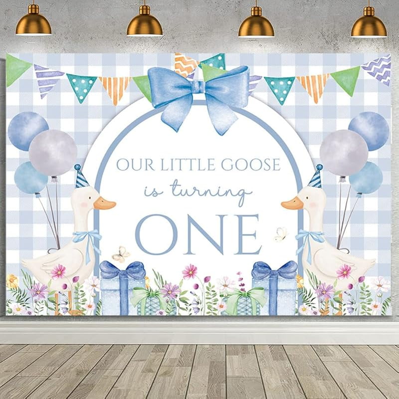 Goose 1st Birthday Backdrop for Baby Boys Our Little Goose is Turning ...