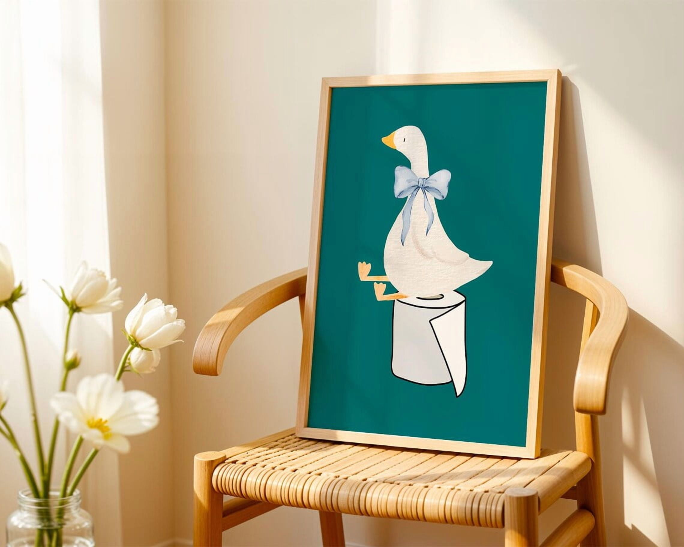 Goose Bathroom Art Print Farm Animal Poster Minimal Green Nursery Cute ...