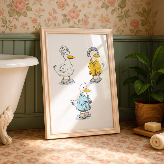 Goose Bathroom Poster: Animal Home Decor Giclée Art, Unframed Poster ...