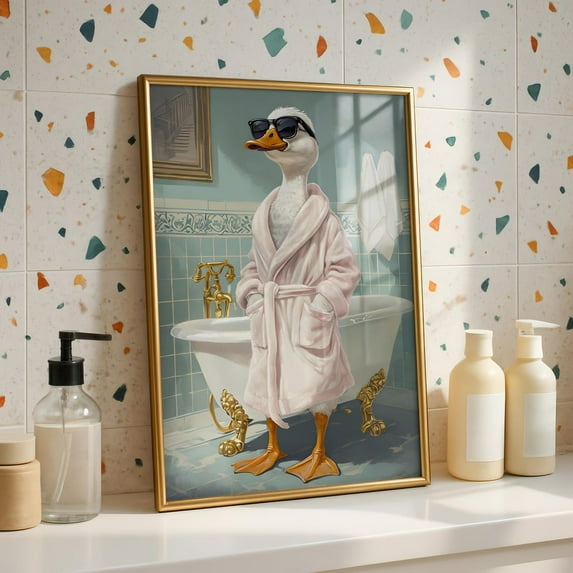 Goose Bathroom Wall Art Poster Cute Decor Animal Self Care Design1 ...