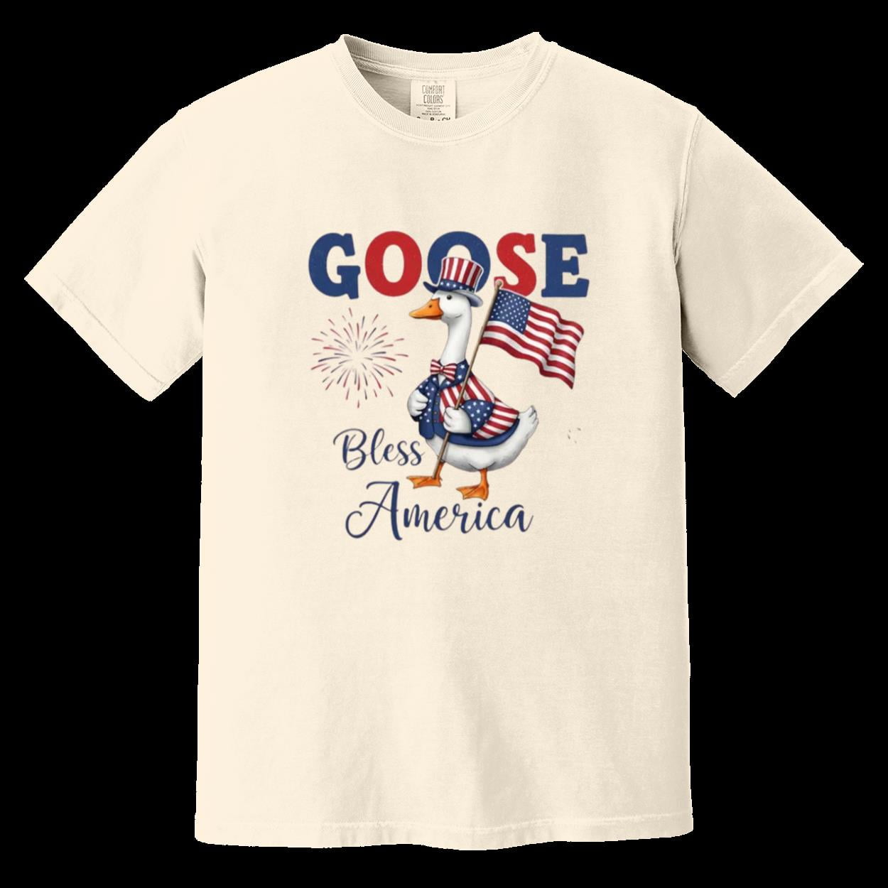 Goose Bless America Funny Bird Patriotic USA 4th of July Gag on Comfort Color T-Shirt, for men ...