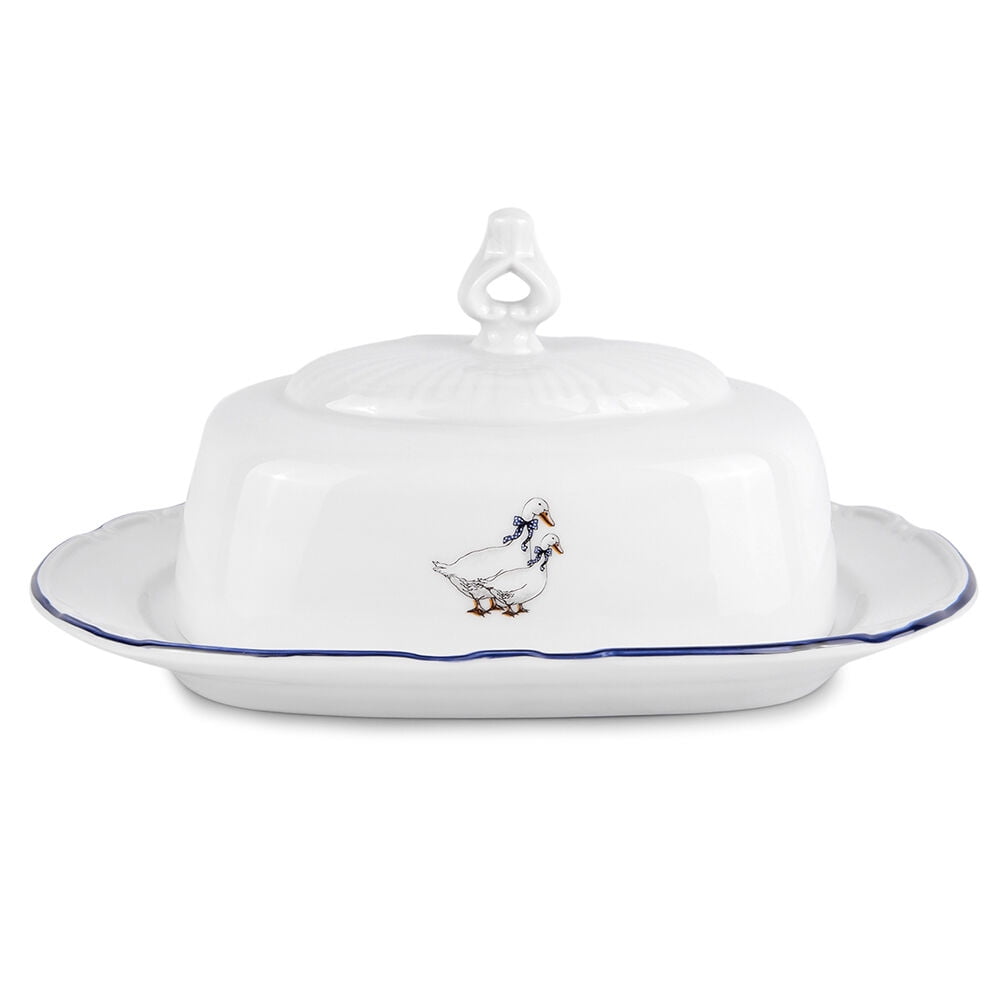 Goose Bohemian Porcelain Butter Dish - Handcrafted Czech Hard Porcelain ...
