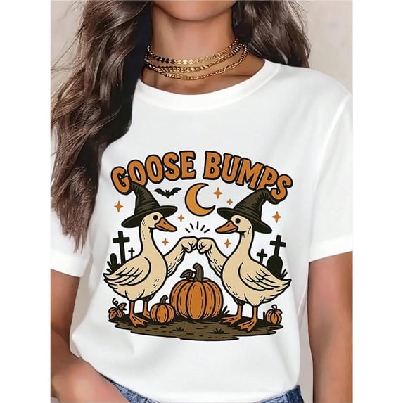 Goose Bumps Halloween T-Shirt, Witch Goose Clipart, Cute Goose ...