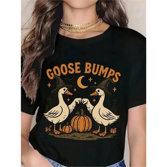 Goose Bumps Halloween T-Shirt, Witch Goose Clipart, Cute Goose ...