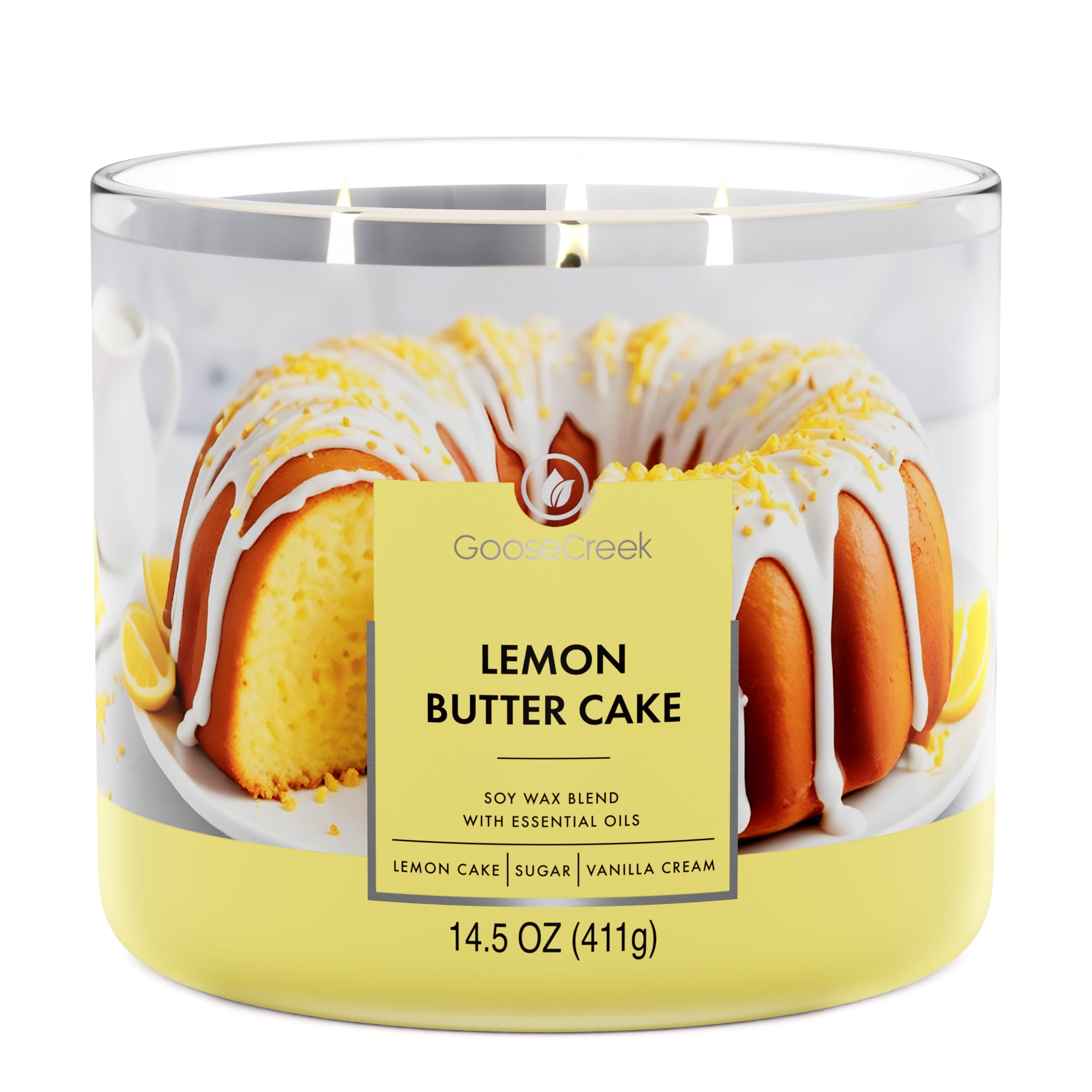 Goose Creek 3-Wick Lemon Butter Cake Scented Jar Candle, 14.5 oz ...