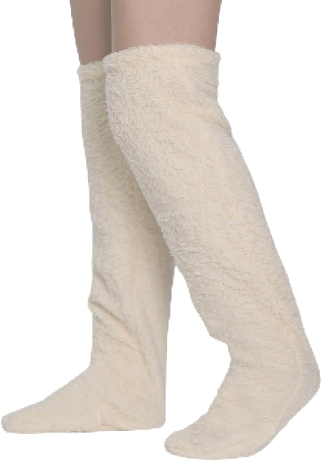Goose Down Knee Socks for Christmas, Over Knee High Fuzzy Leg Warmers ...
