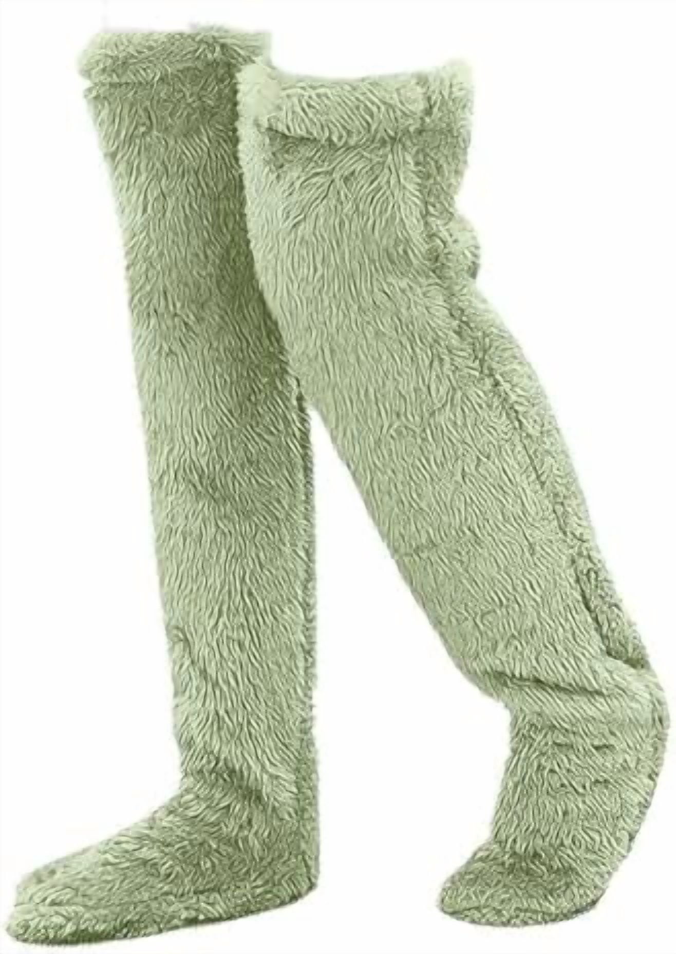 Goose Down Knee Socks for Christmas, Winter Warm Fuzzy Thigh High Socks ...
