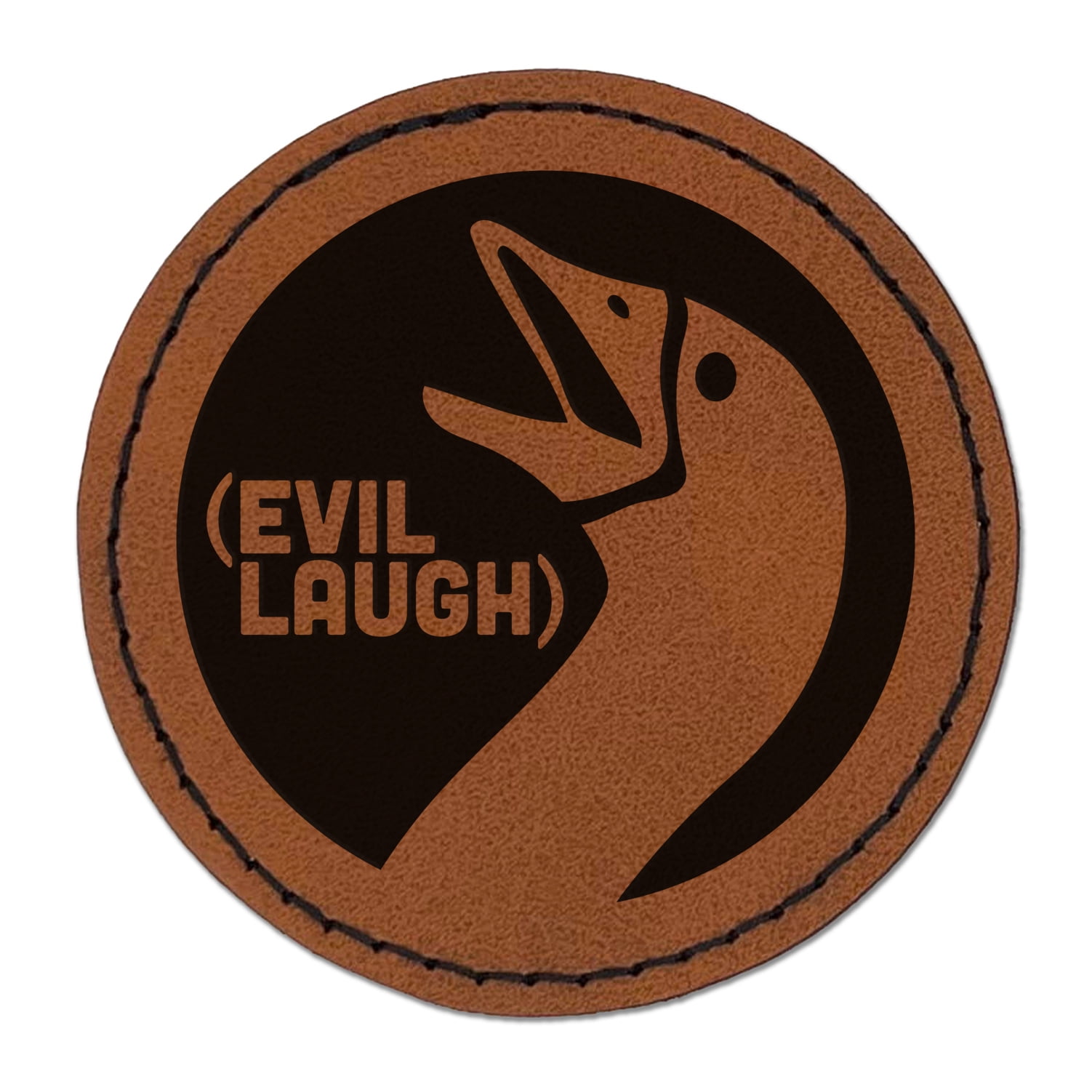 Goose Evil Laugh 2.5" Faux Leather Round Engraved Iron-On Patch - Brown ...