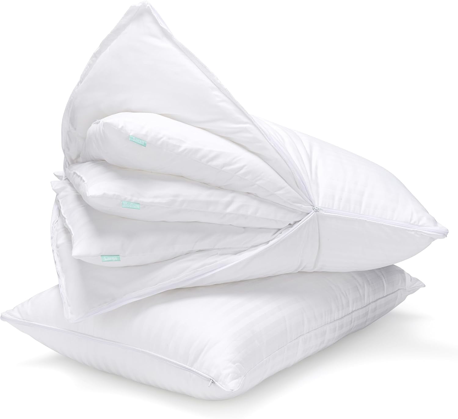 Goose Feather Adjustable Layer Pillows for Sleeping - Set of 2, Cooling ...