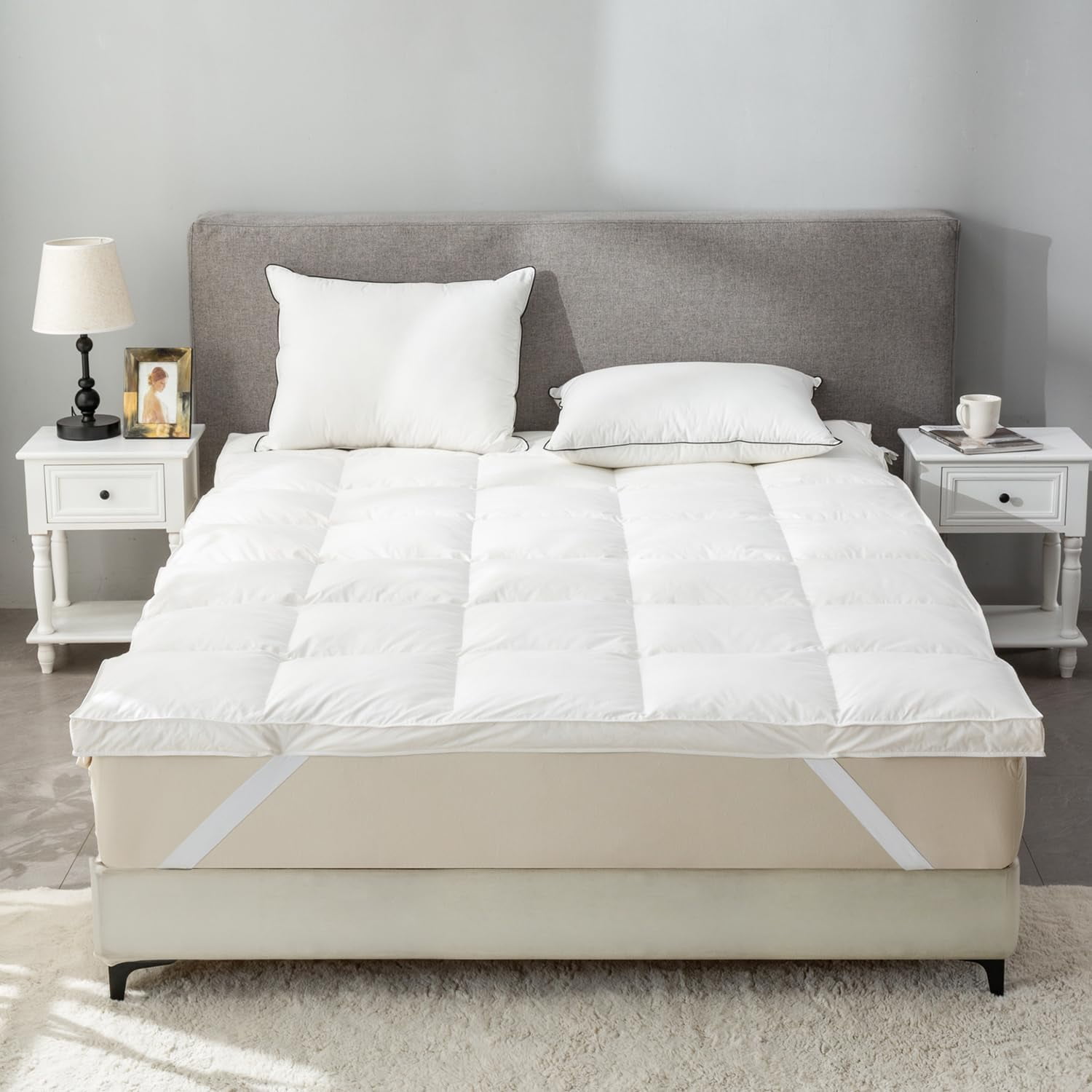 Goose Down Feather Bed Mattress Topper,Down Matress Topper Cover with ...