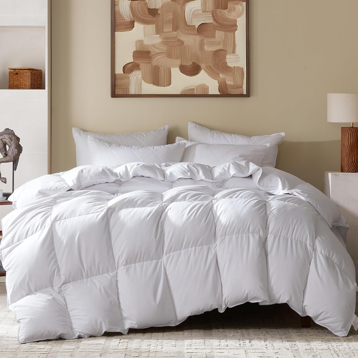Goose Feather Down Fiber Comforter - Ultra Soft All-Season Duvet Insert ...