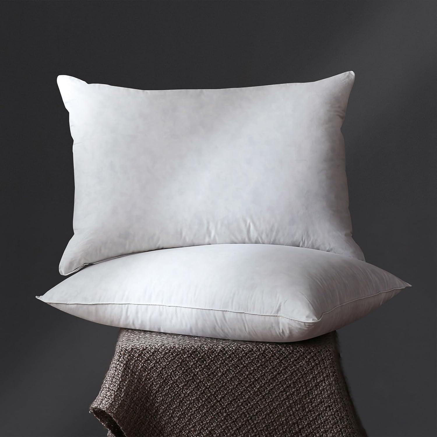 Goose Down Feather Pillow King Size Set of 2 Bed Pillows for Sleeping ...