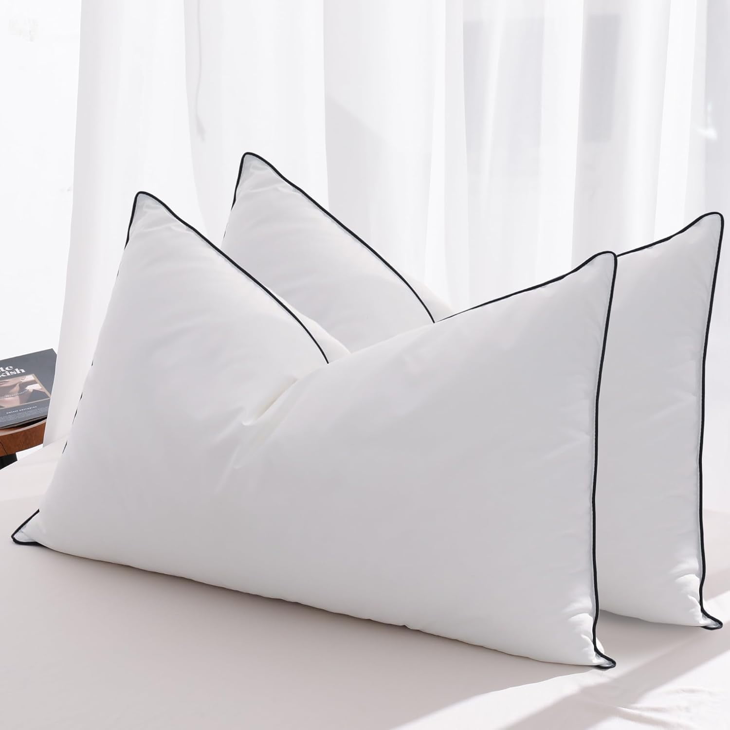 Goose Feather Down Pillows Queen Size Set of 2, Luxury Hotel Collection ...
