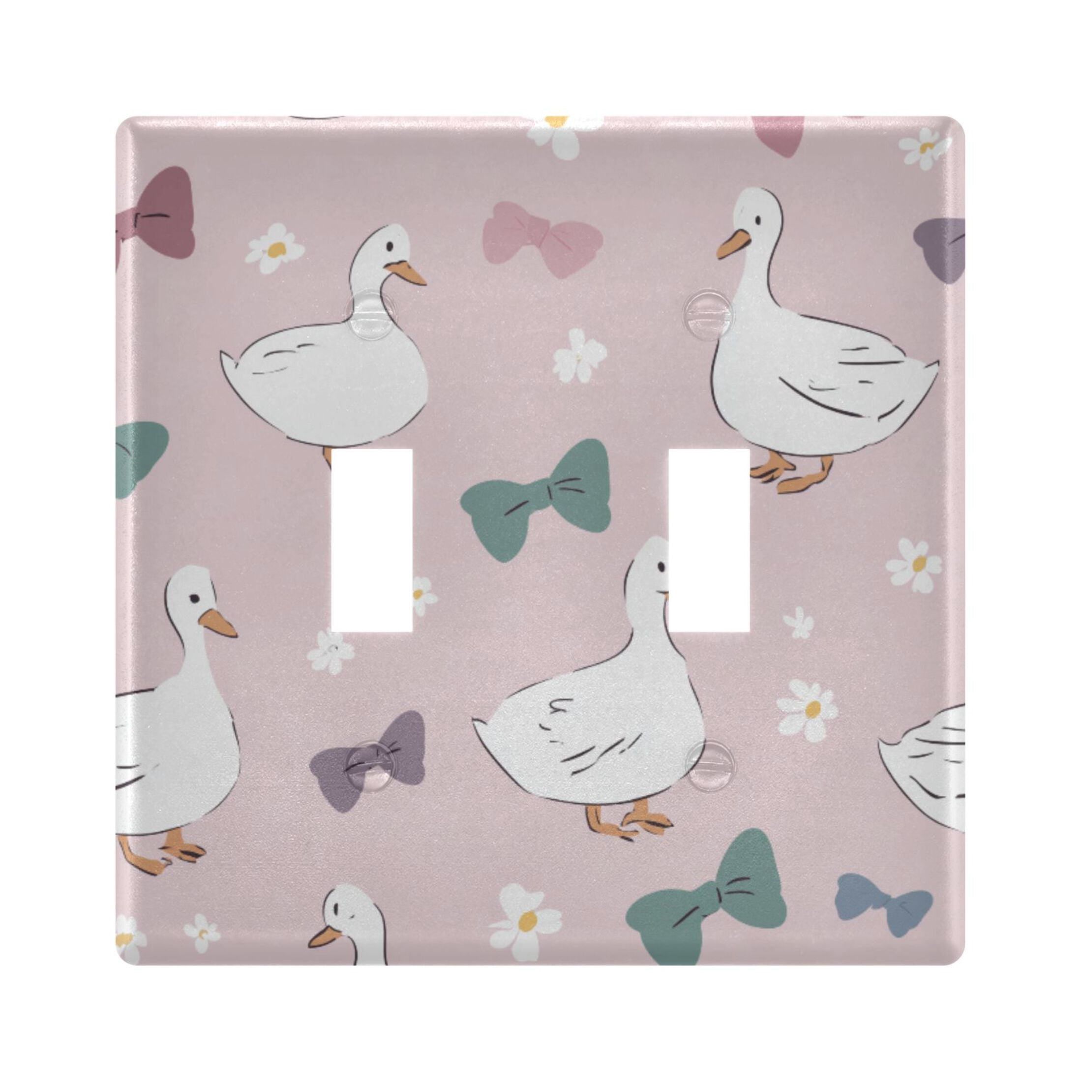 Goose Flowers Bows Cartoon Doodle Style Light Switch Cover Electrical ...