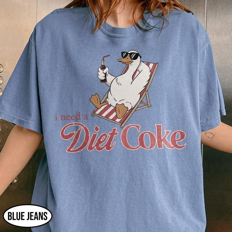 Goose Graphic Tee, Diet Coke Reference Shirt, Casual Animal Art Style ...