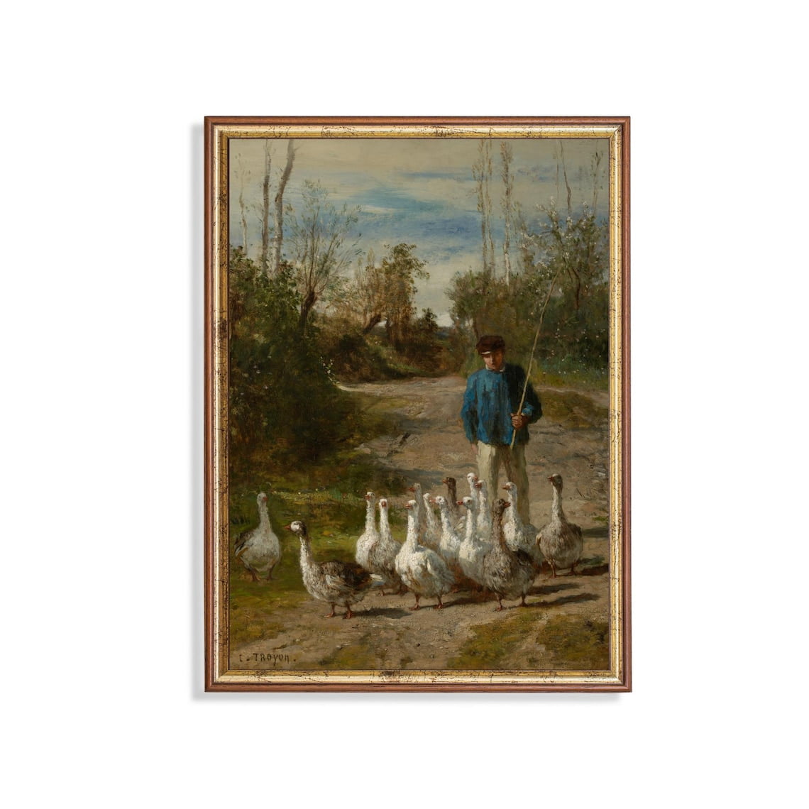Goose Herding Antique Rustic Farmhouse Art Poster Decor For Living Room ...