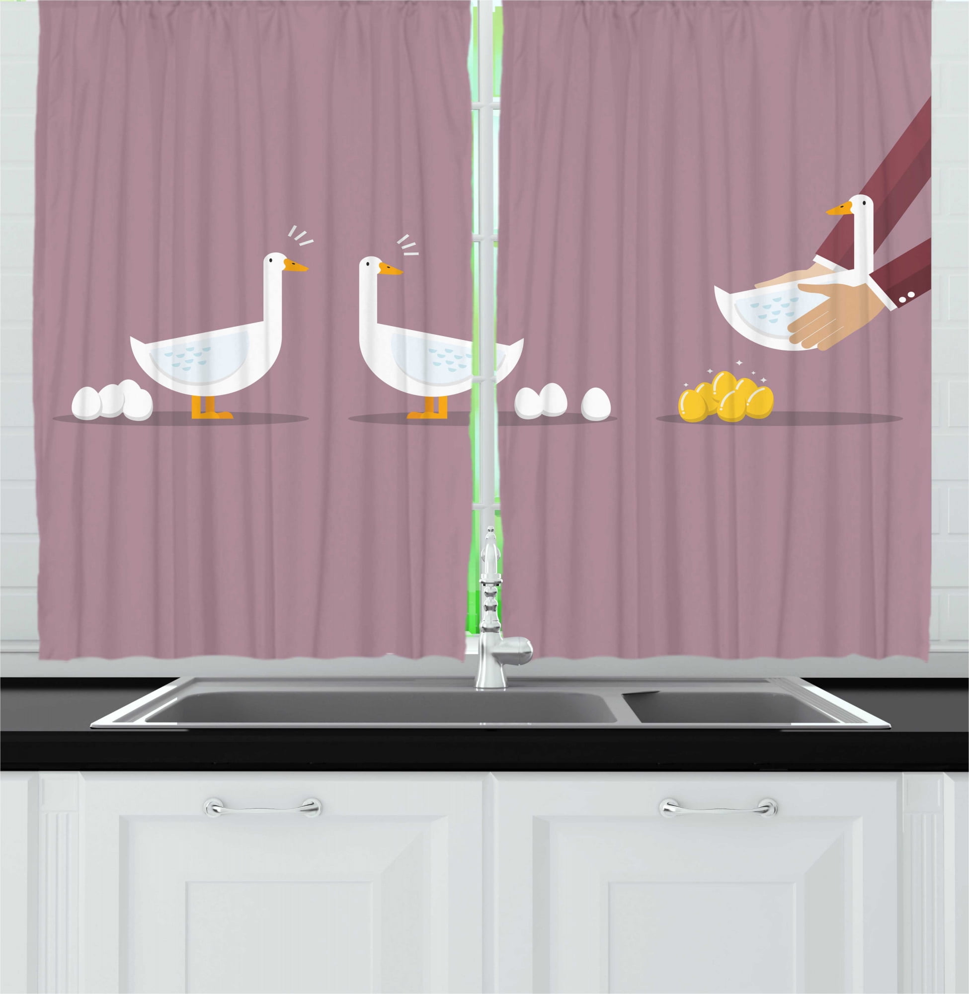 Goose Kitchen Curtains, Funny Image of a Hands Carrying a Special One ...