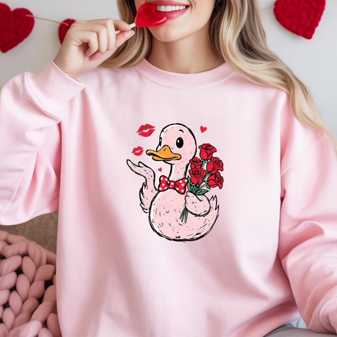 Goose Lover Valentine Sweatshirt Kawaii Duck - Walmart.com