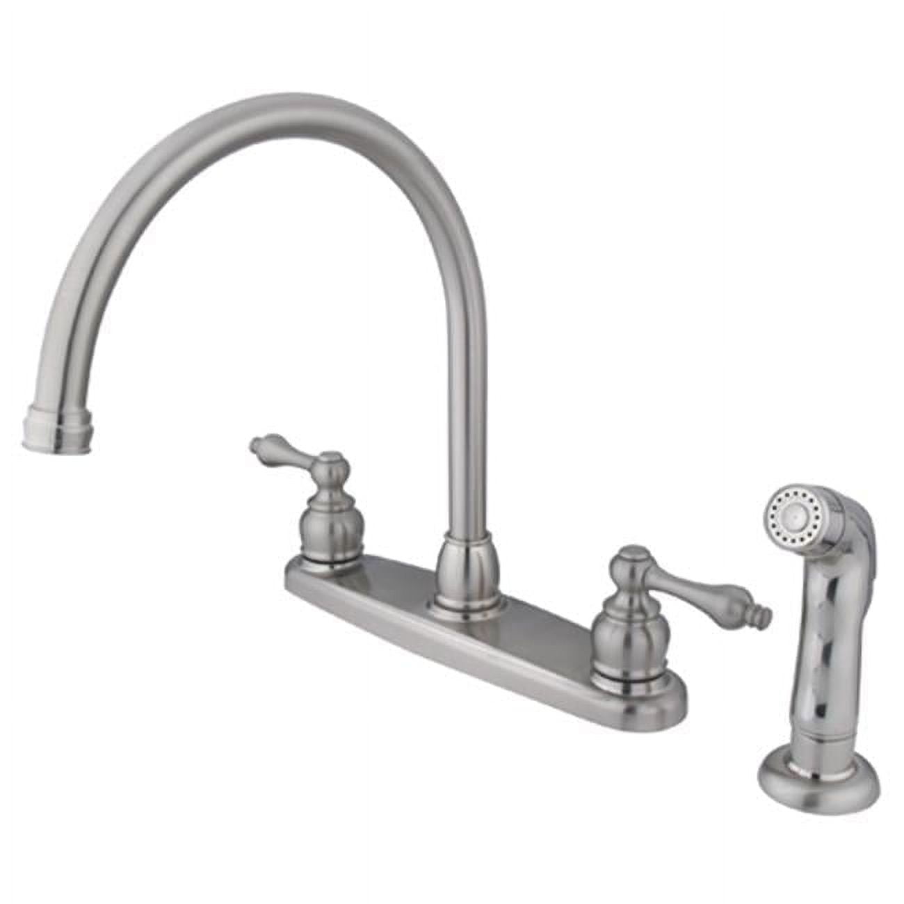 Goose Neck Kitchen Faucet With Side Sprayer - Satin Nickel Finish ...