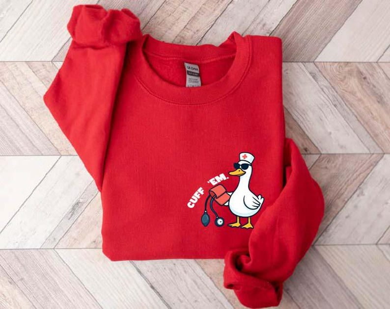 Goose Nurse Sweatshirt, Cuff Em Nurse Practitioner Sweatshirt, ER Nurse ...