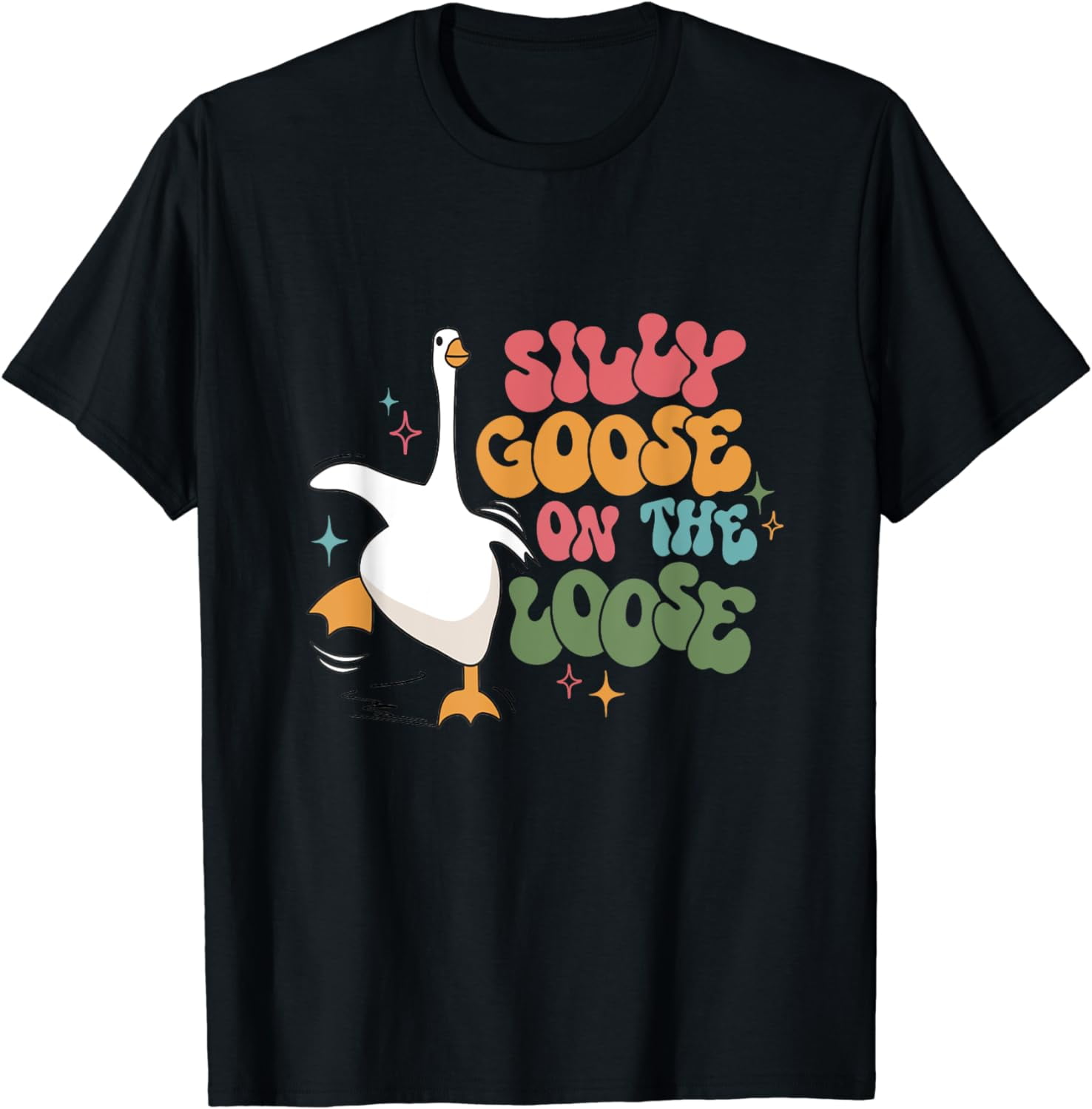 Goose On The Loose retro groovy silly goose club T-Shirt - Walmart.com