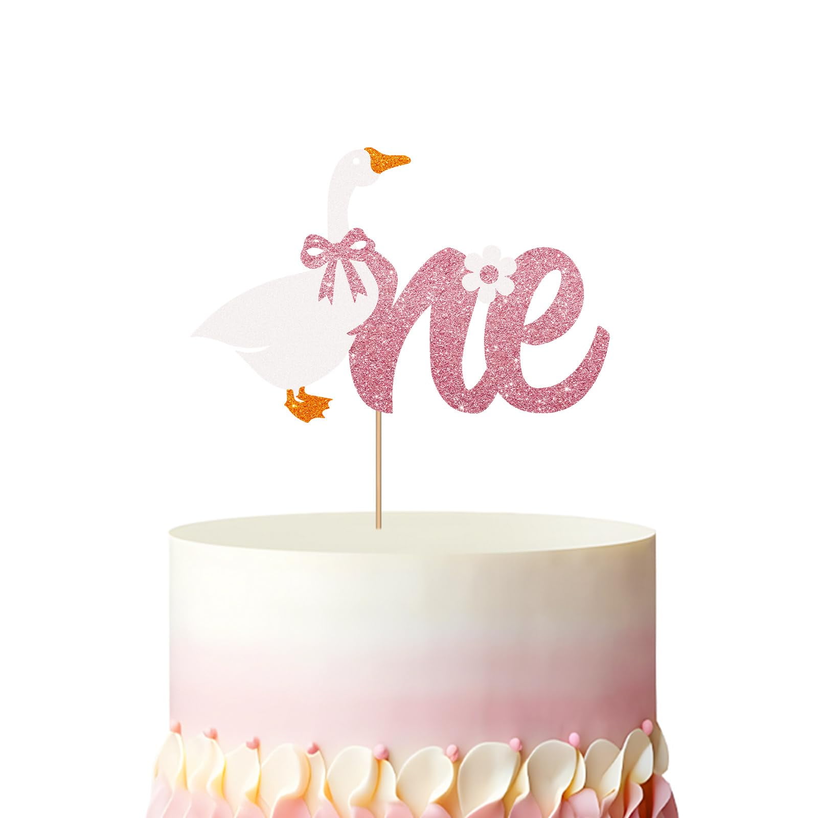 Goose One Cake Topper, One Silly BSL1 Goose Cake Topper, Pink Glitter ...