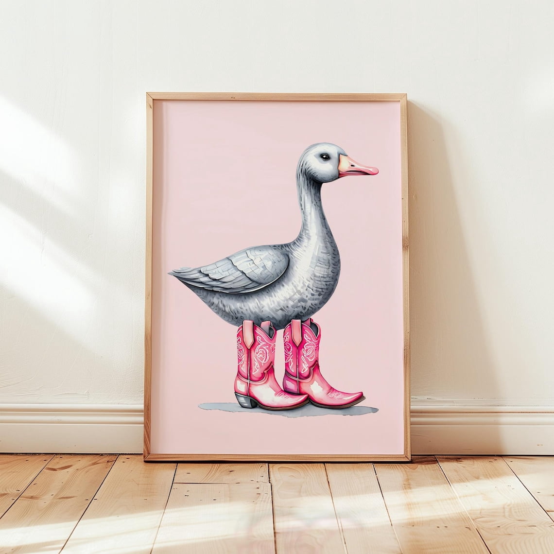 Goose Pink Cowgirl Nursery Wall Art, Unframed Canvas Size 16x24 ...