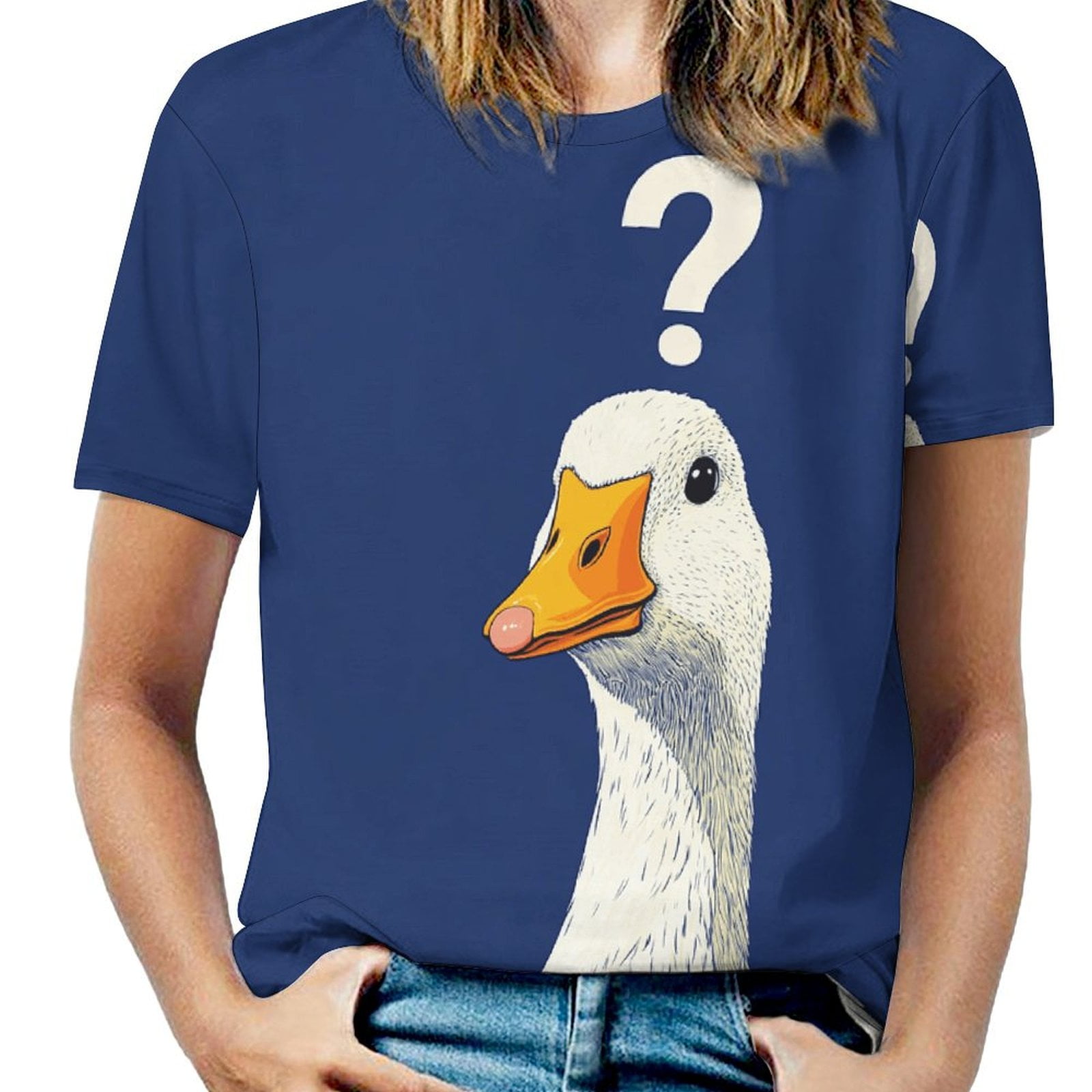 Goose Question Mark T Shirts Basic T-Shirt Short Sleeve Ladies Tee ...