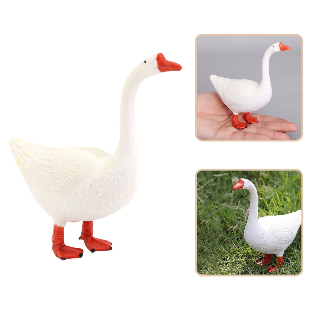 SEWCHICS Small White Goose Figurine Plastic Decoration for Home and ...