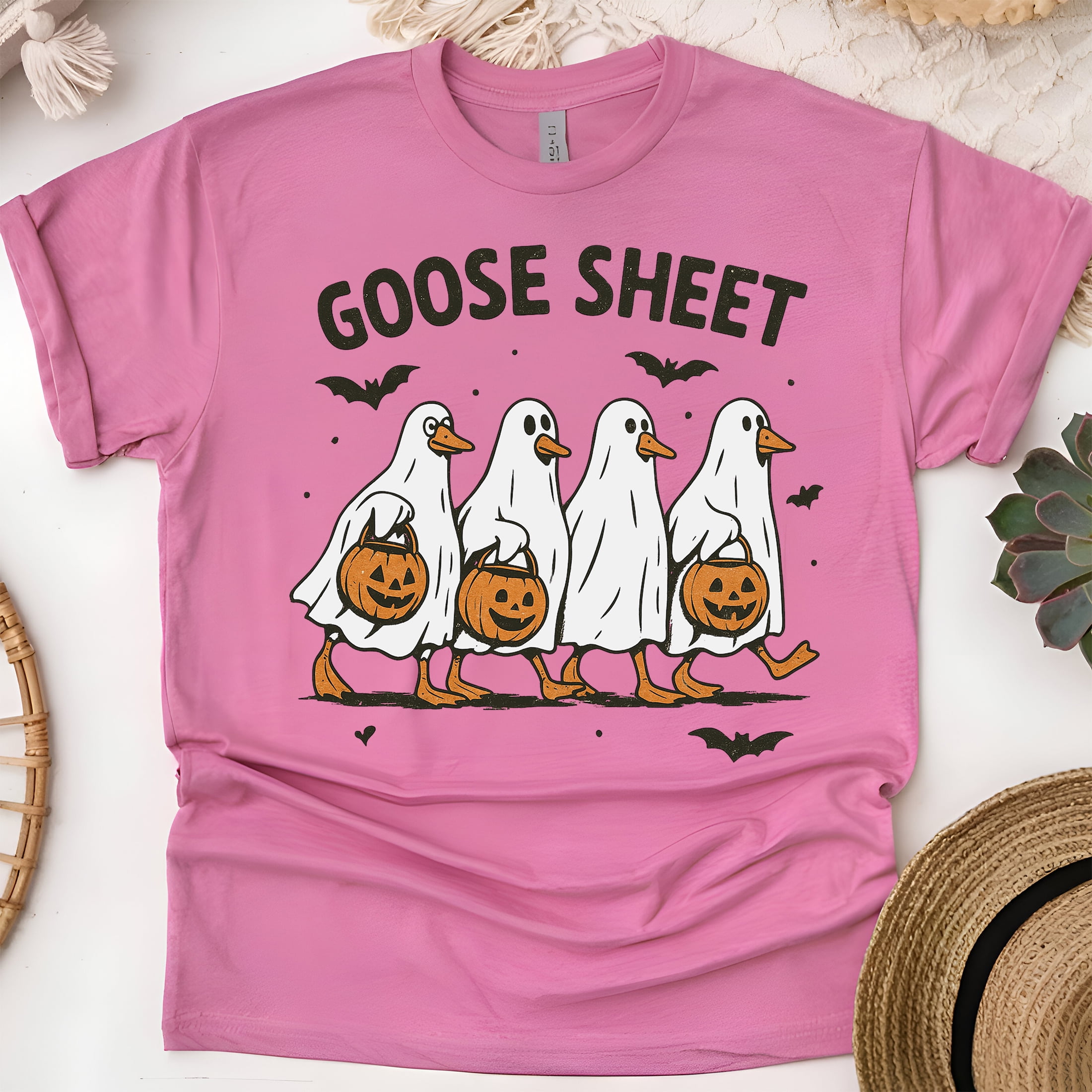 Goose Sheet Funny T-Shirt, Ghost Goose Trick-or-Treat Graphic Tee ...