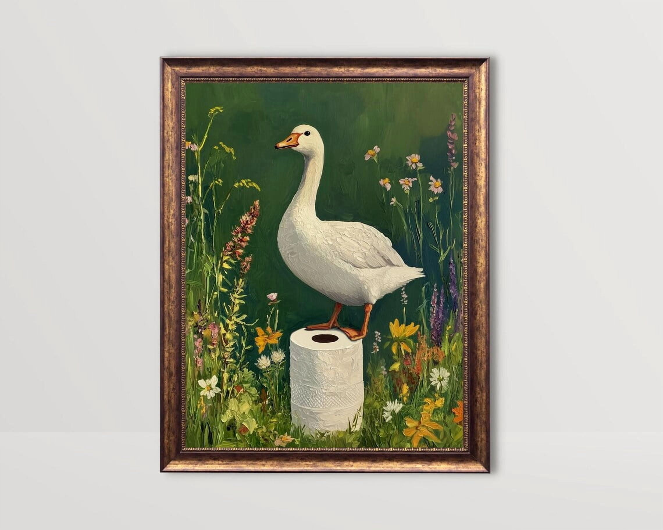 Goose Toilet Paper, Bathroom Wall Art, Toilet Paper Art, Cute Powder ...