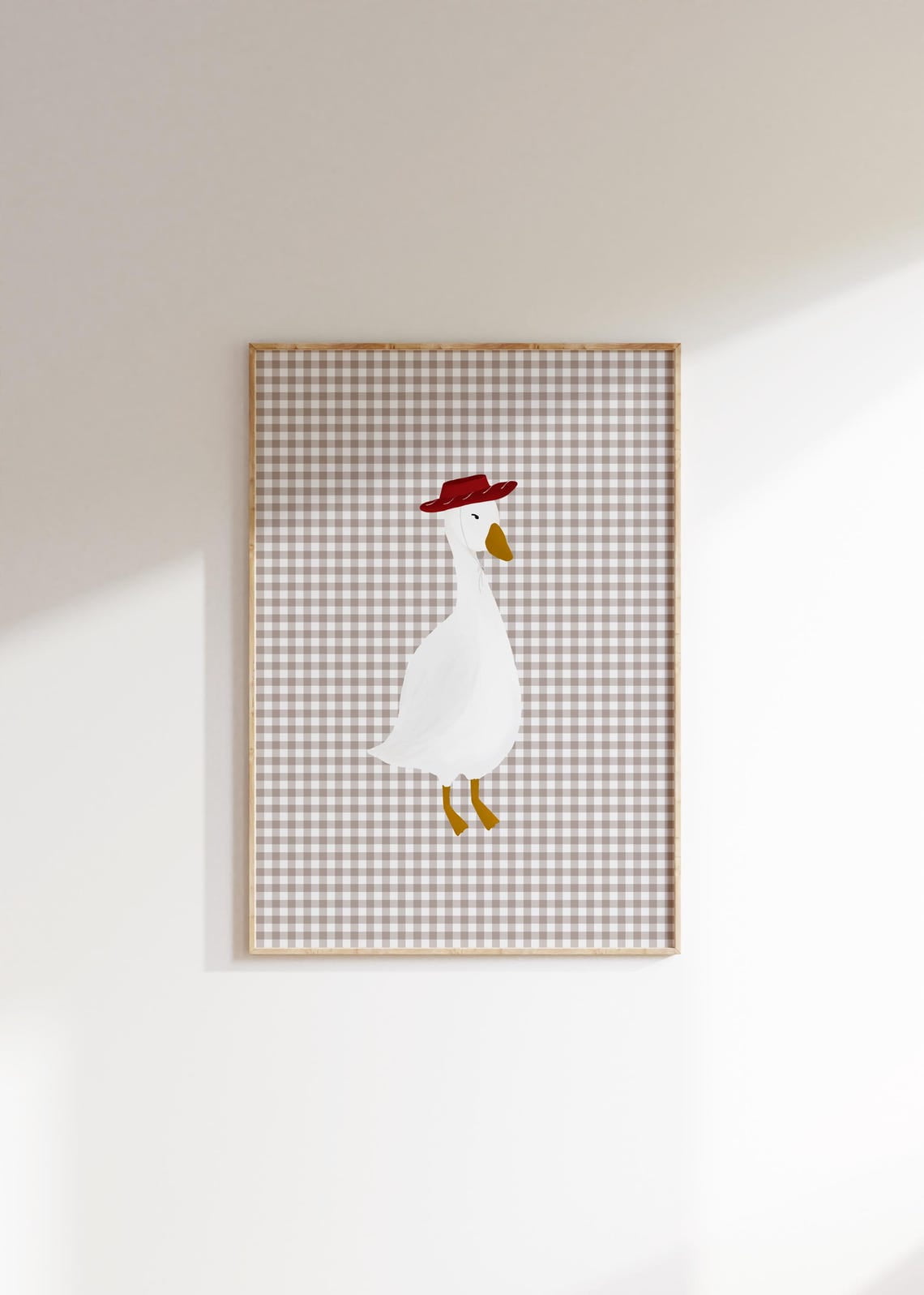 Goose Wall Art Beige Gingham Goose Poster Cowboy Nursery Print Farm ...