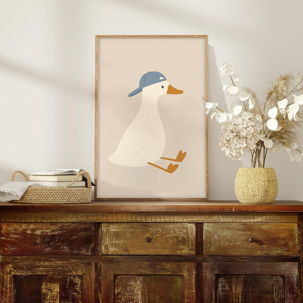 Goose Wall Art Print, Cute Goose Poster, Sports Nursery Decor, Baseball ...