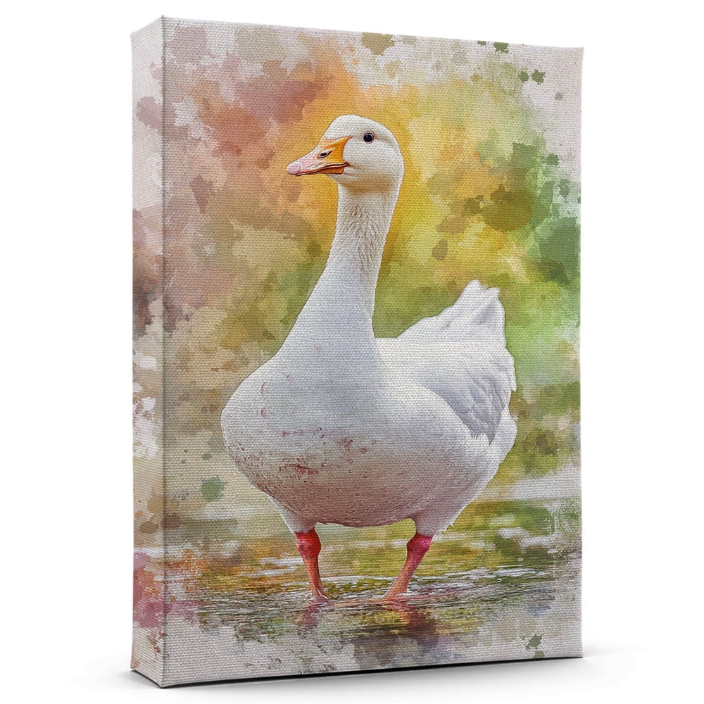 Goose White Domestic Canvas Wall Art Animal Decor, Goose White Domestic ...