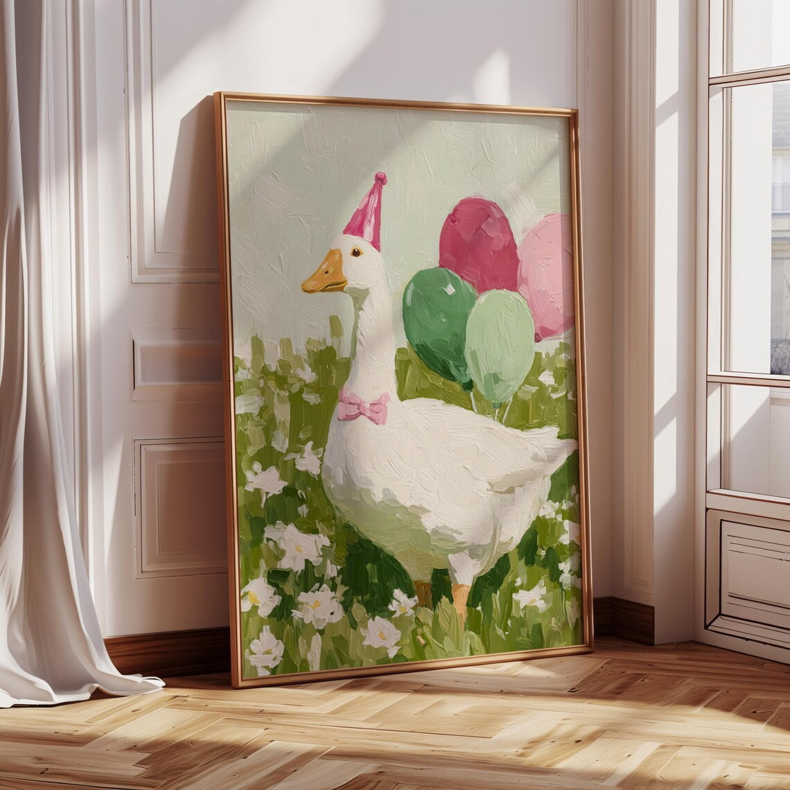 Goose With Balloons Nursery Poster, Whimsical Animal Art UNFRAMED ...