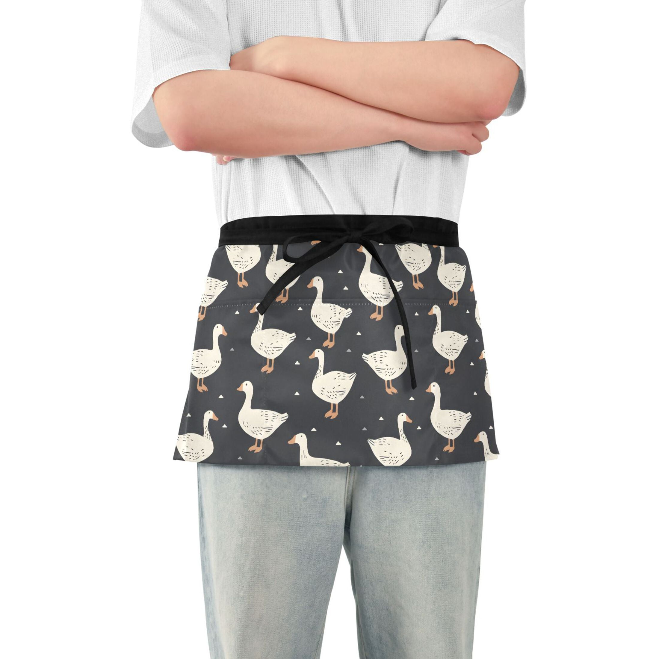Goose and Duck Server Apron with 3 Pockets Waterproof Waitress Waist ...