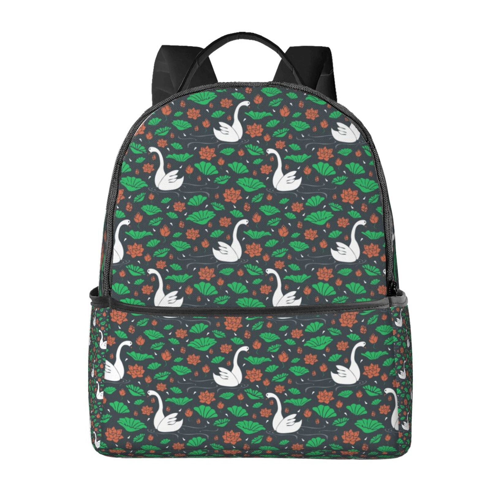 Goose and Lotus Pattern Backpack for Men Women Laptop Backpack Hiking ...