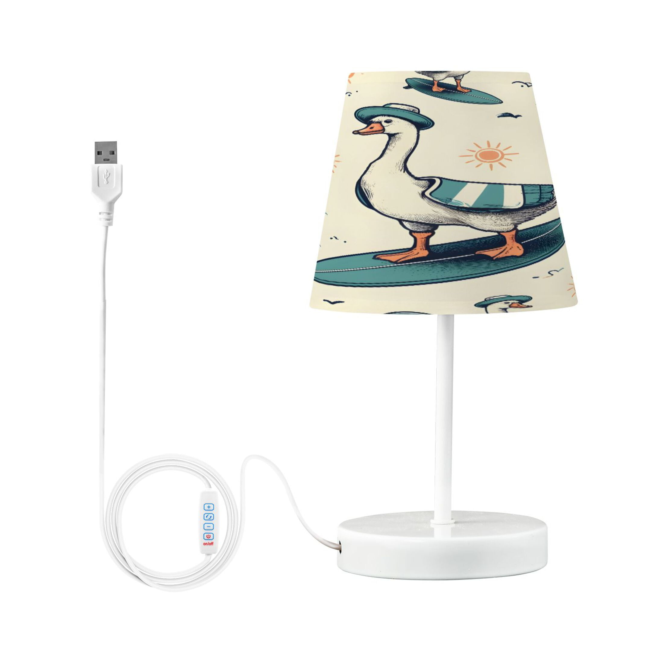 Goose with Hat on Surfer Desk Lamp LED Table Nightstand Lamps with 3 ...